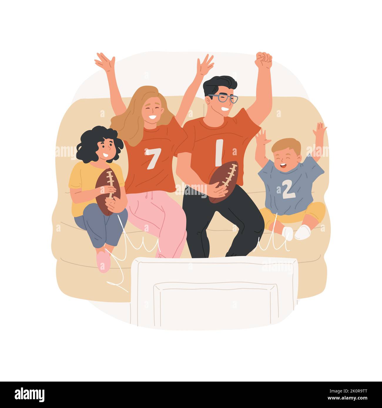 Watch a sports game isolated cartoon vector illustration. Family ...