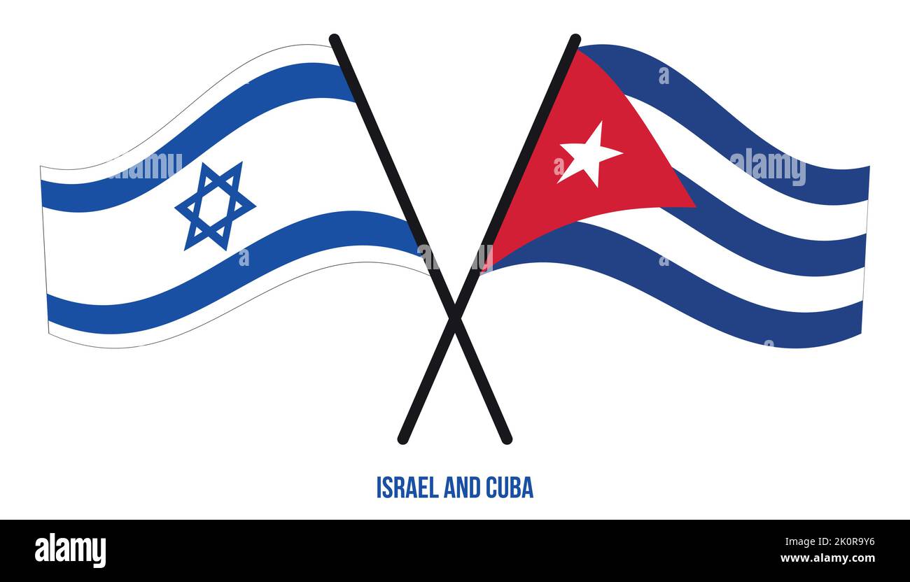 Israel and Cuba Flags Crossed And Waving Flat Style. Official ...