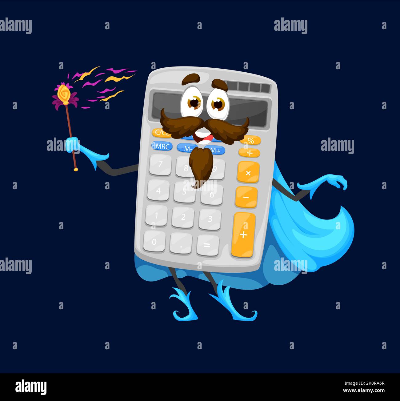 Cartoon school calculator wizard, mage or warlock character. Isolated ...