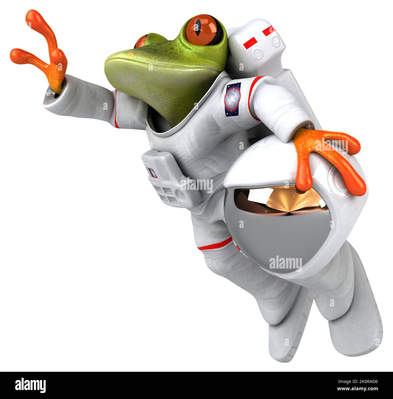 Fun 3D cartoon illustration of a comsmonaut frog Stock Photo - Alamy