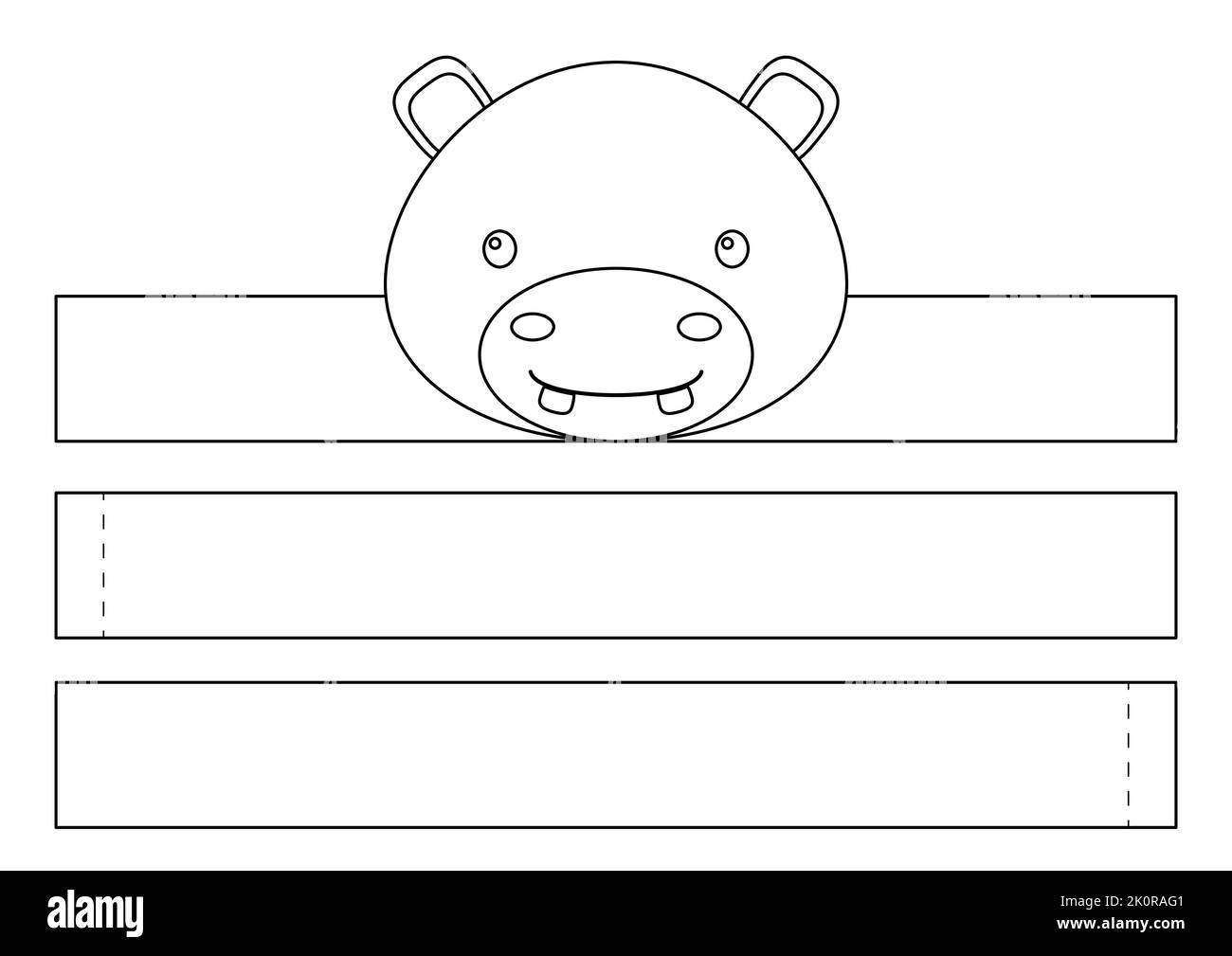 Printable hippo paper crown. Diy cut party ribbon template for birthday ...