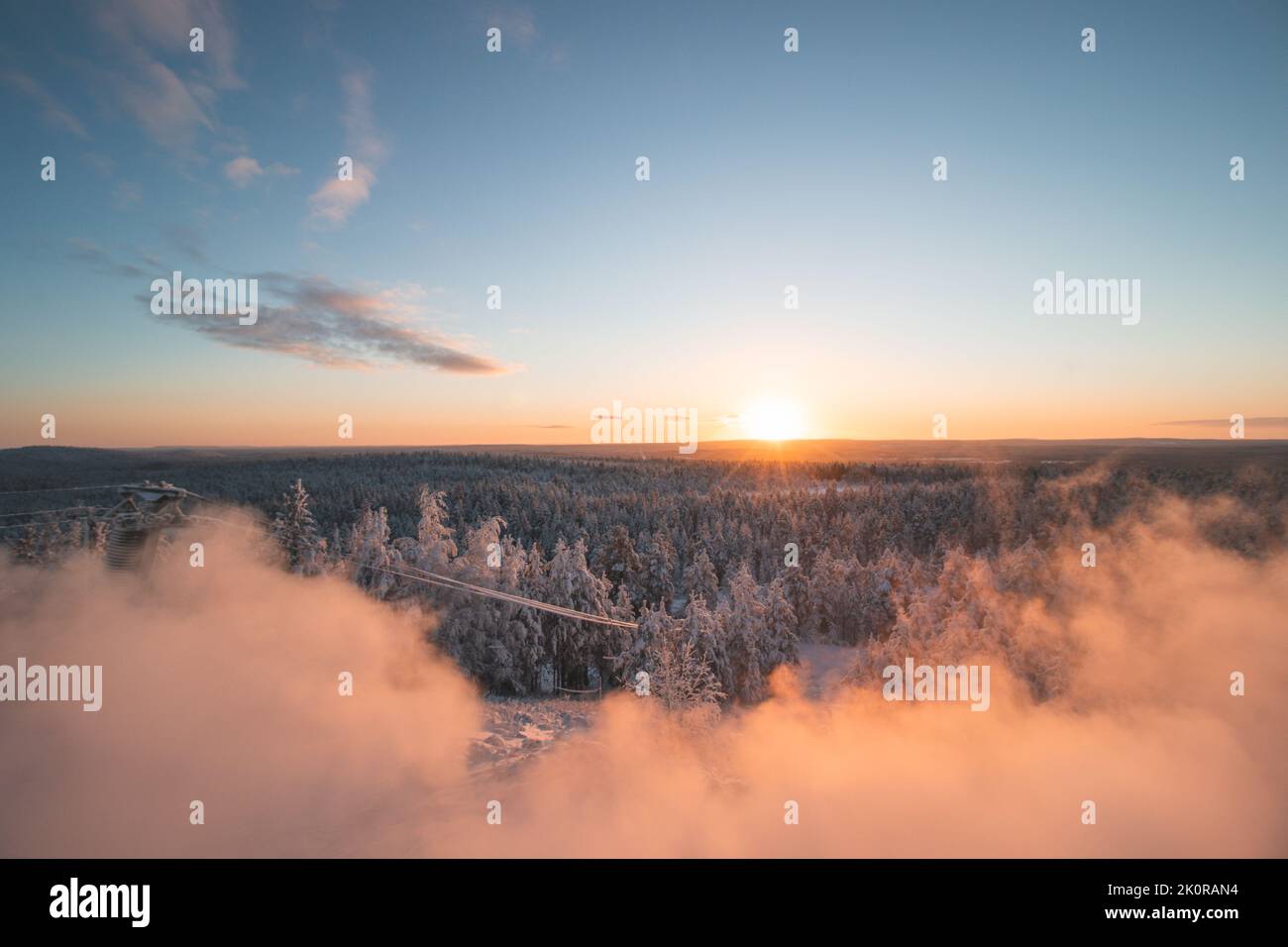 Breathtakingly frosty morning at a viewpoint in Rovaniemi, a Finnish ...