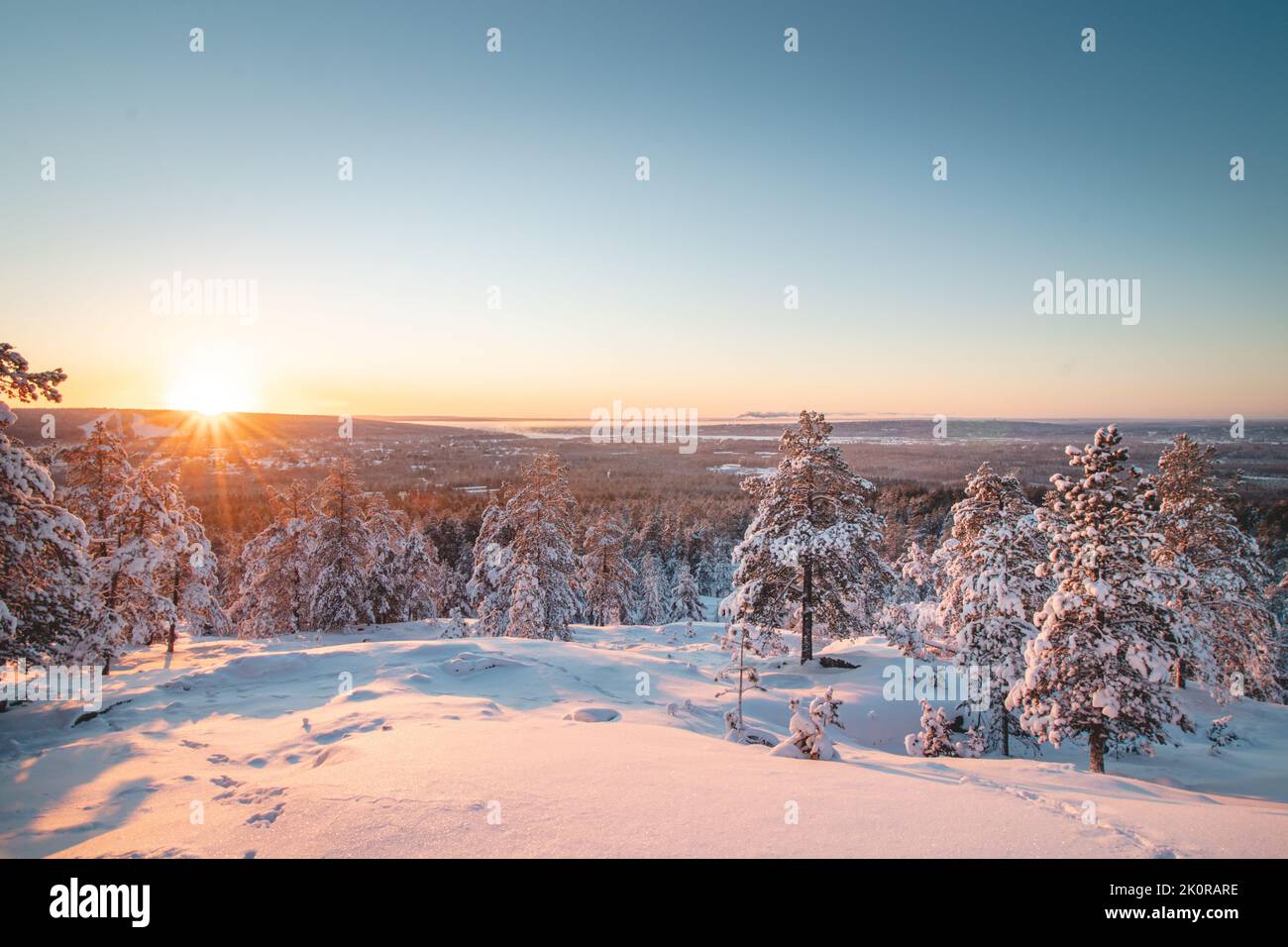 Breathtakingly frosty morning at a viewpoint in Rovaniemi, a Finnish ...