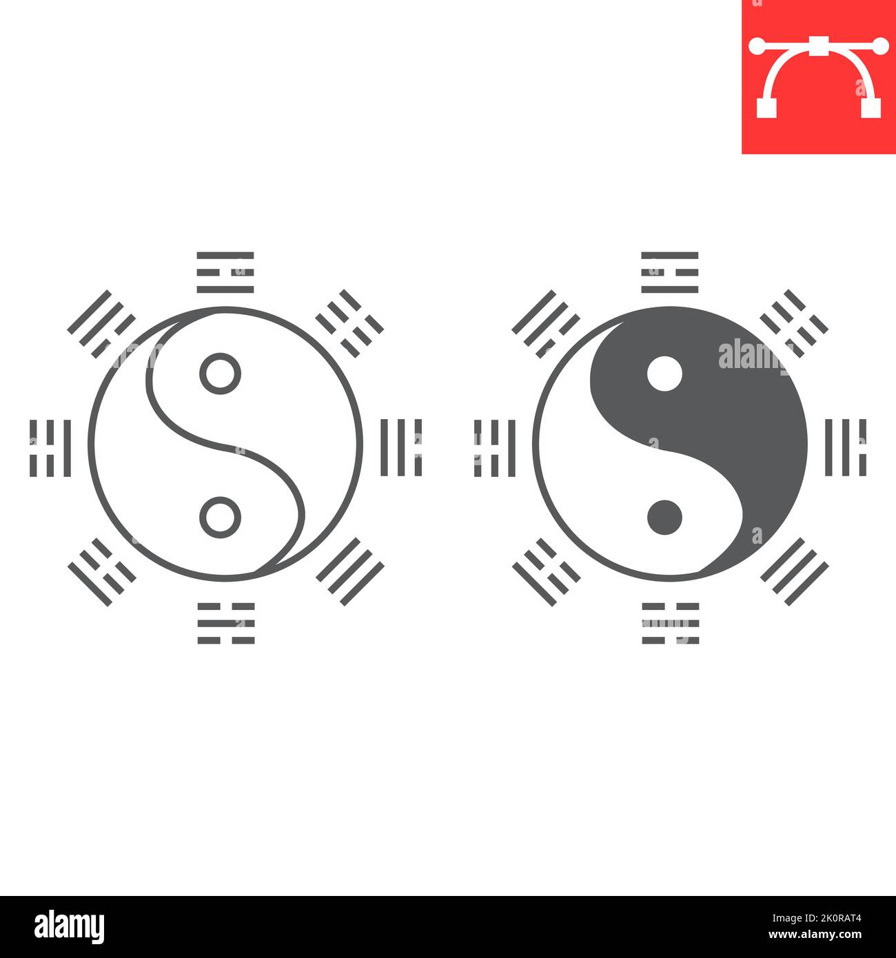 Yin and Yang line and glyph icon, asian and harmony, yin yang vector ...