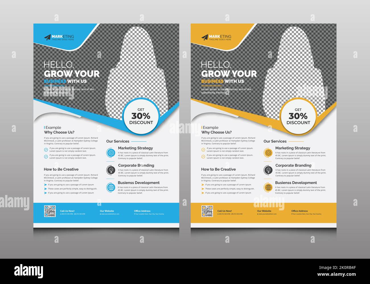 A vector of blue and yellow modern corporate business flyer template ...