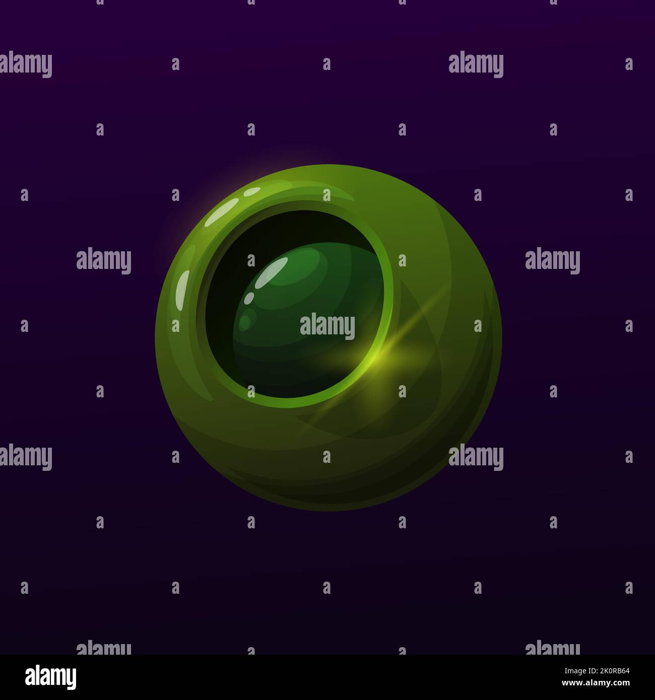 Mysterious green cyber planet, fantastic space world vector icon for ...