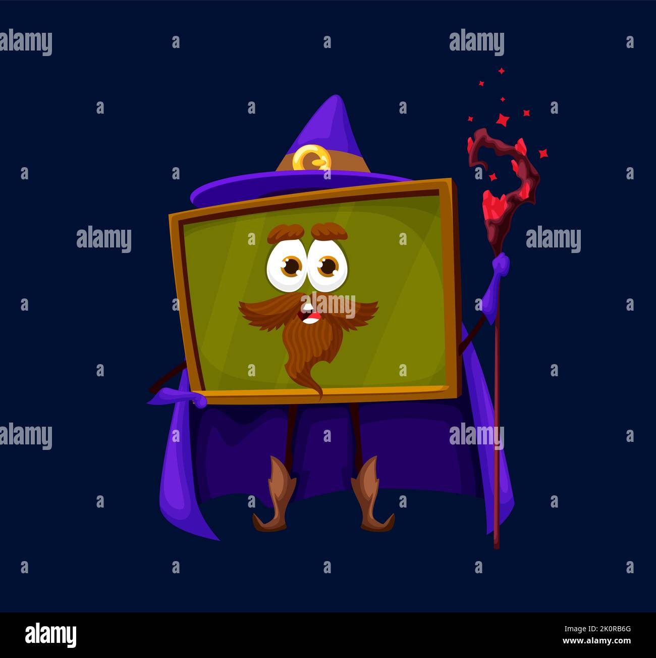 Cartoon school board warlock, wizard or mage character. Isolated vector ...