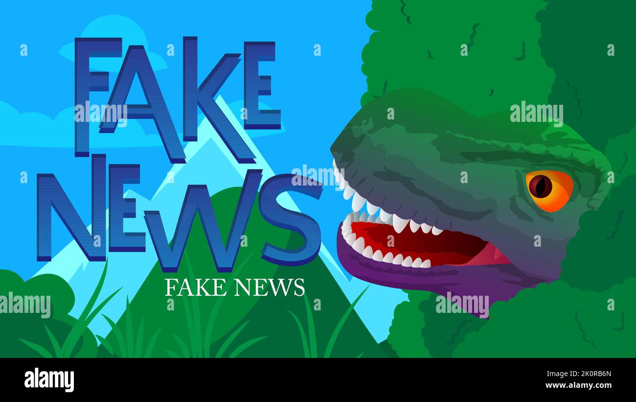 Dinosaur with speech bubble saying Fake News word. Tyrannosaurus Rex ...