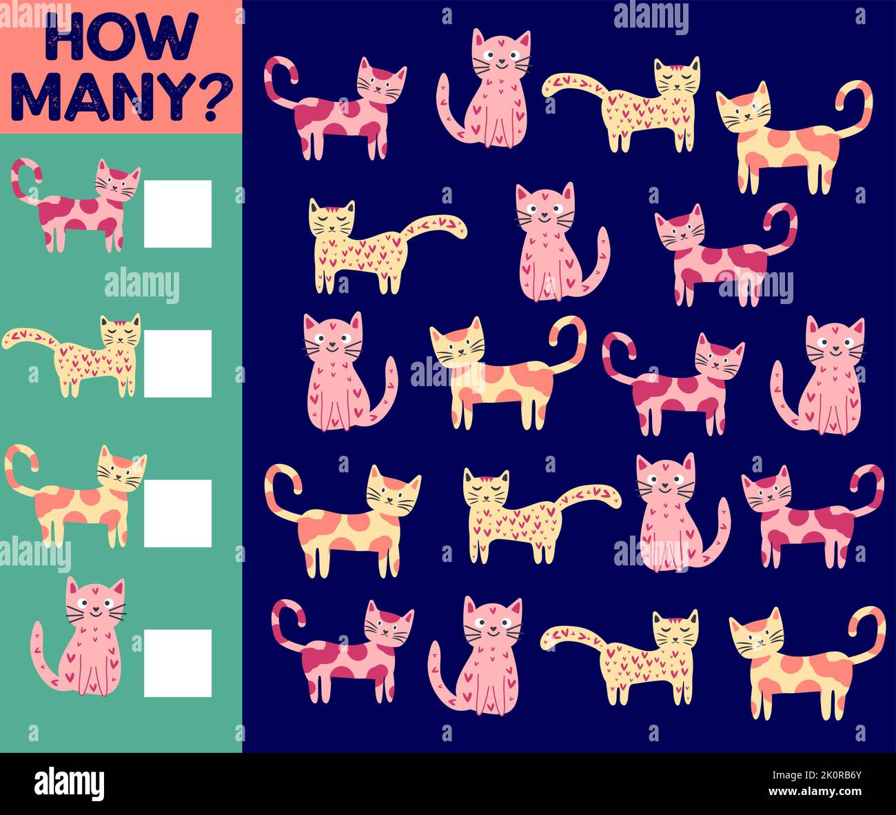 How many Cat, game for children. How many are they game. Count the Cats ...