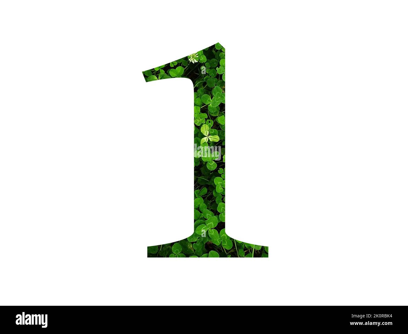 number 1 of the alphabet made with green leaf of a clover field. made ...