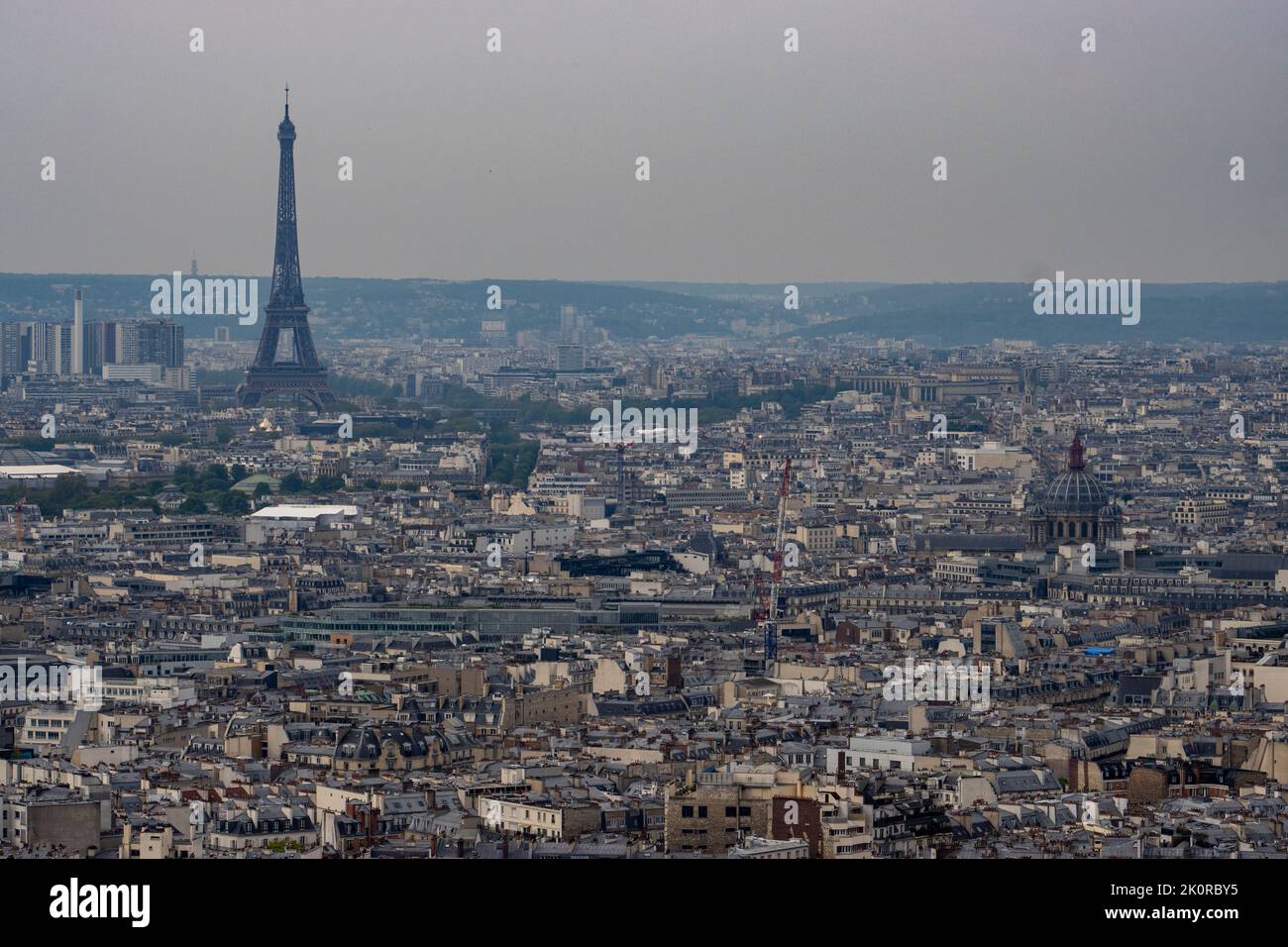 A landscape view of the city of Paris including the Eiffel Tower Stock ...