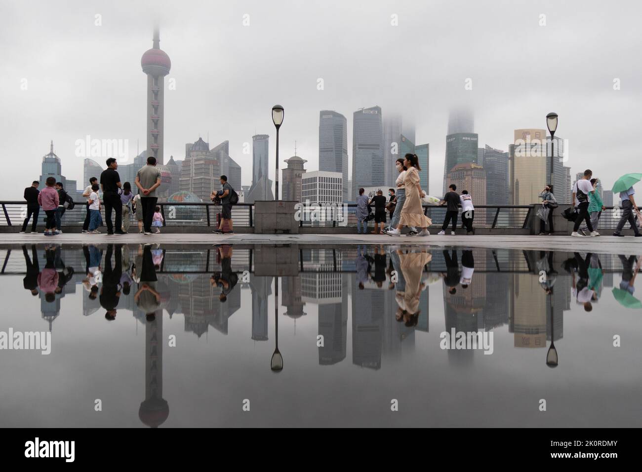 SHANGHAI, CHINA - SEPTEMBER 13, 2022 - Tourists visit the Bund on a ...
