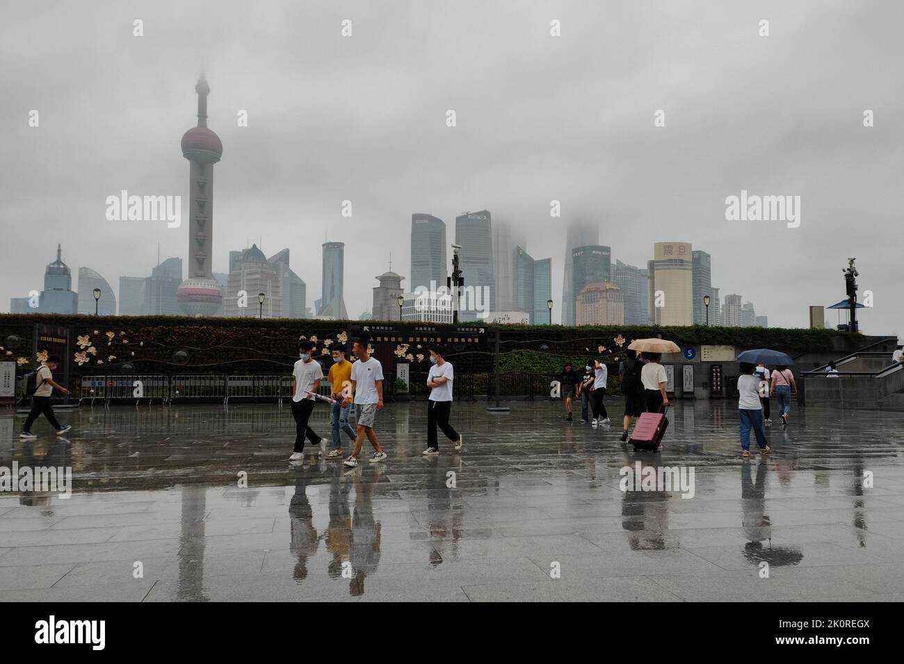 SHANGHAI, CHINA - SEPTEMBER 13, 2022 - Tourists visit the Bund on a ...