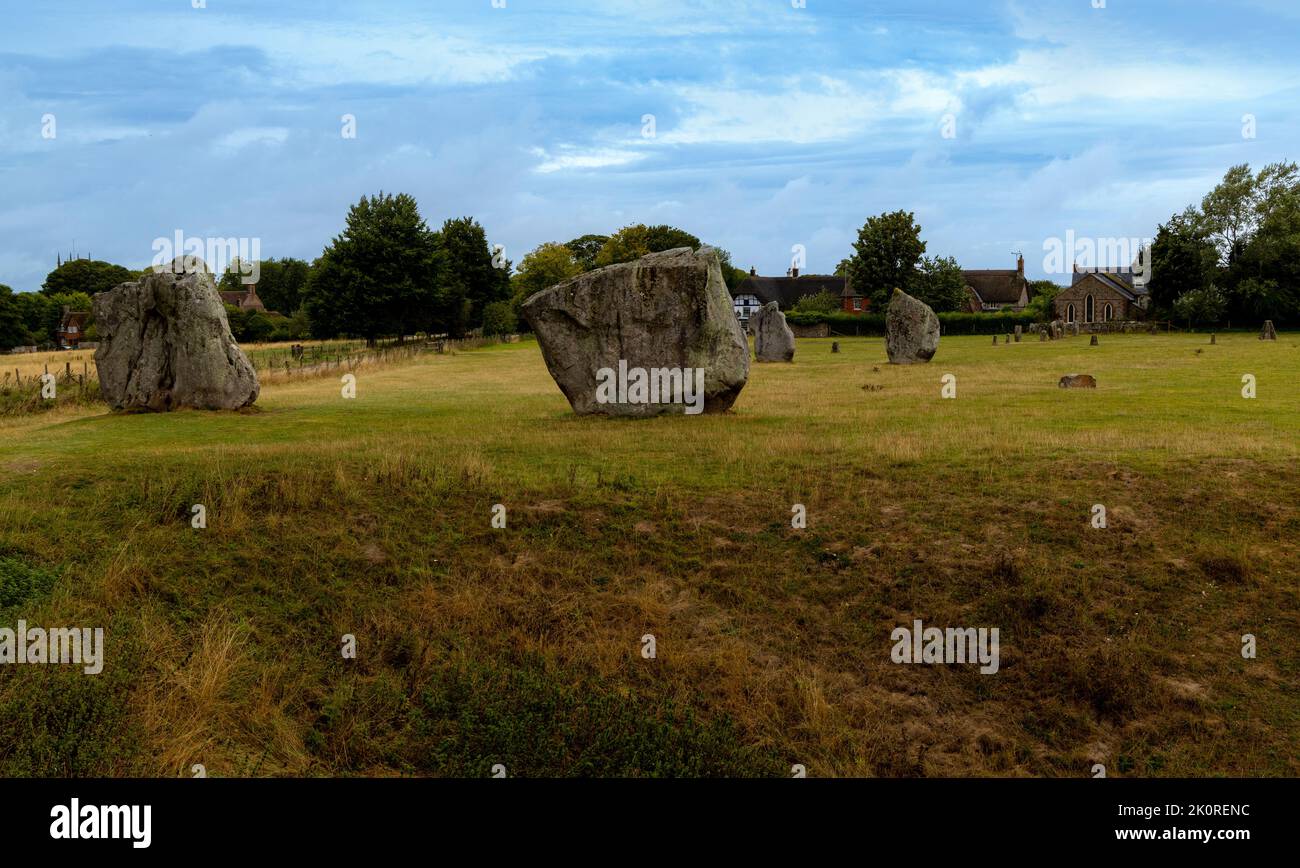 Avebury stone circle, a Neolithic henge monument, Wiltshire, England ...