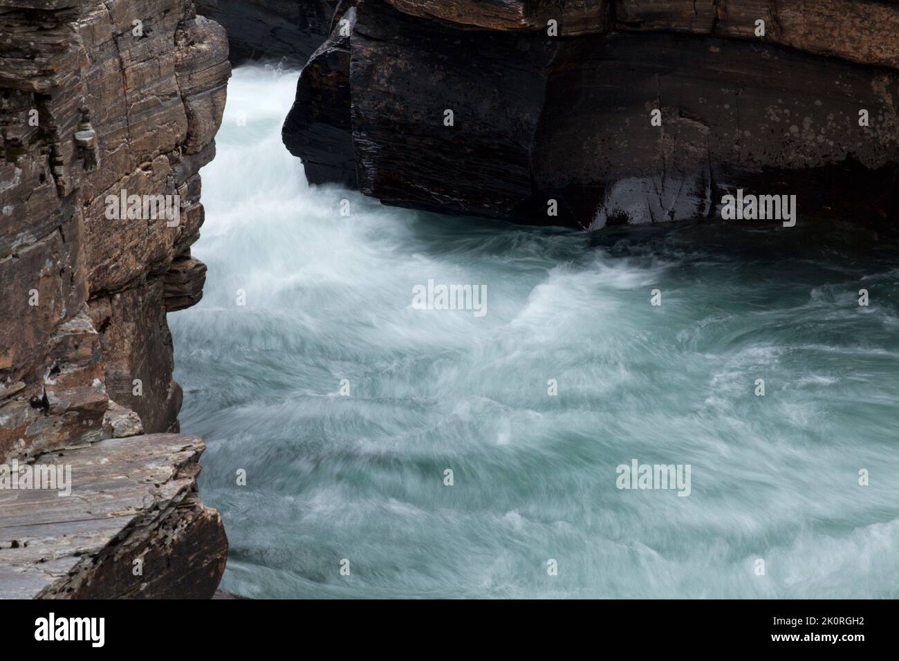 Powerful rivers and rapids in the wilderness. Canyon with rocks, cliffs, and water in motion ...