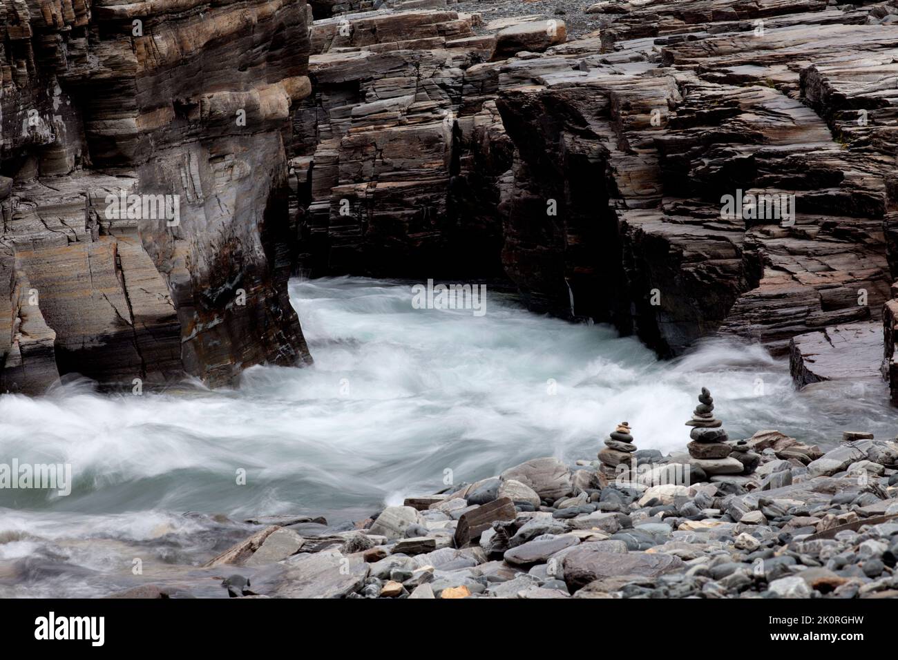 Powerful rivers and rapids in the wilderness. Canyon with rocks, cliffs ...