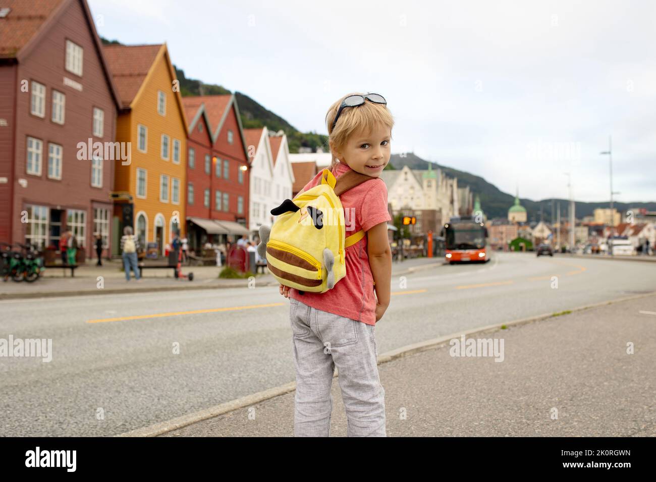 People, children enjoying the amazing views in Norway to fjords ...