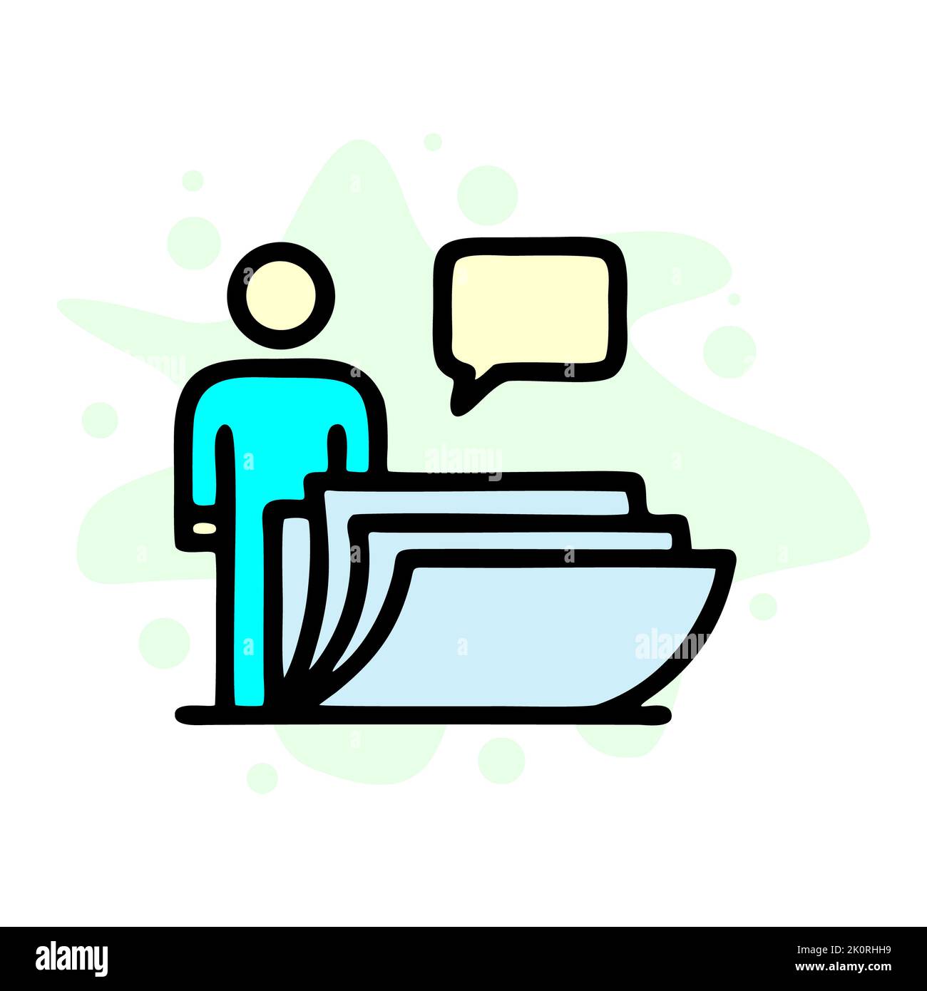 Man and a stack of letters icon. Outline man and a stack of letters ...