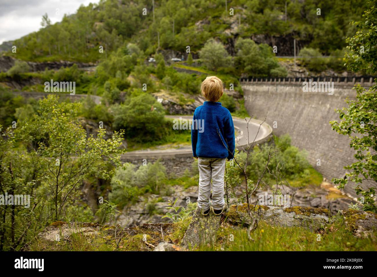 People, children enjoying the amazing views in Norway to fjords ...