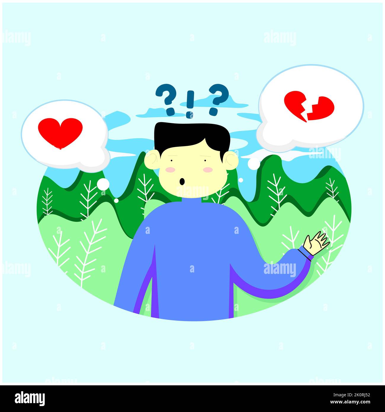 Man choosing between two options with brain in one hand and heart in ...