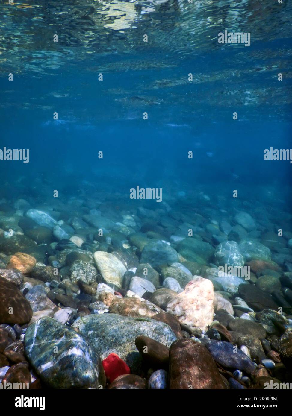 Rocks underwater on riverbed, rivers freshwater underwater, crystal ...