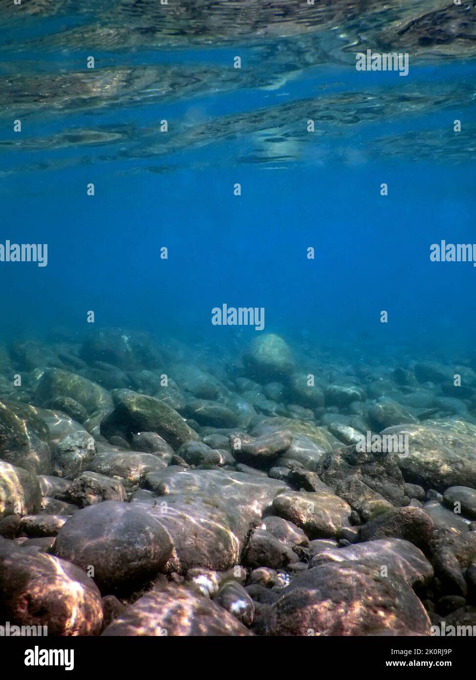 Rocks underwater on riverbed, rivers freshwater underwater, crystal ...