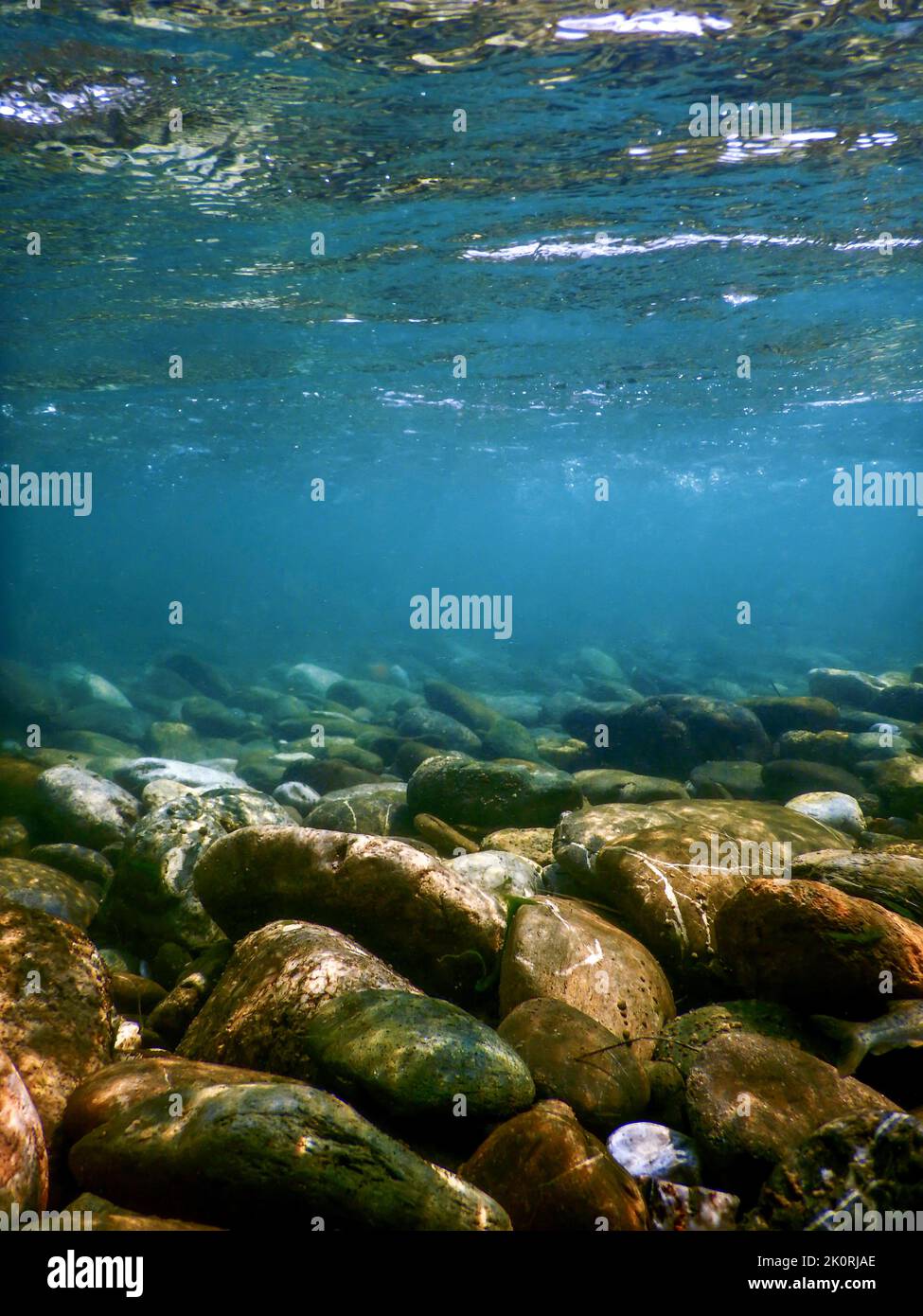 Rocks underwater on riverbed, rivers freshwater underwater, crystal ...