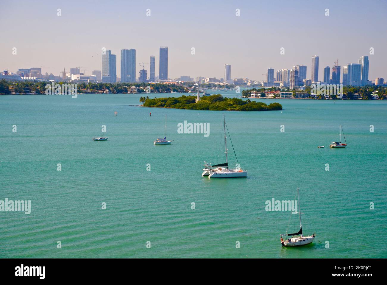 Biscayne Bay with downtown Miami skyline in the background Stock Photo ...