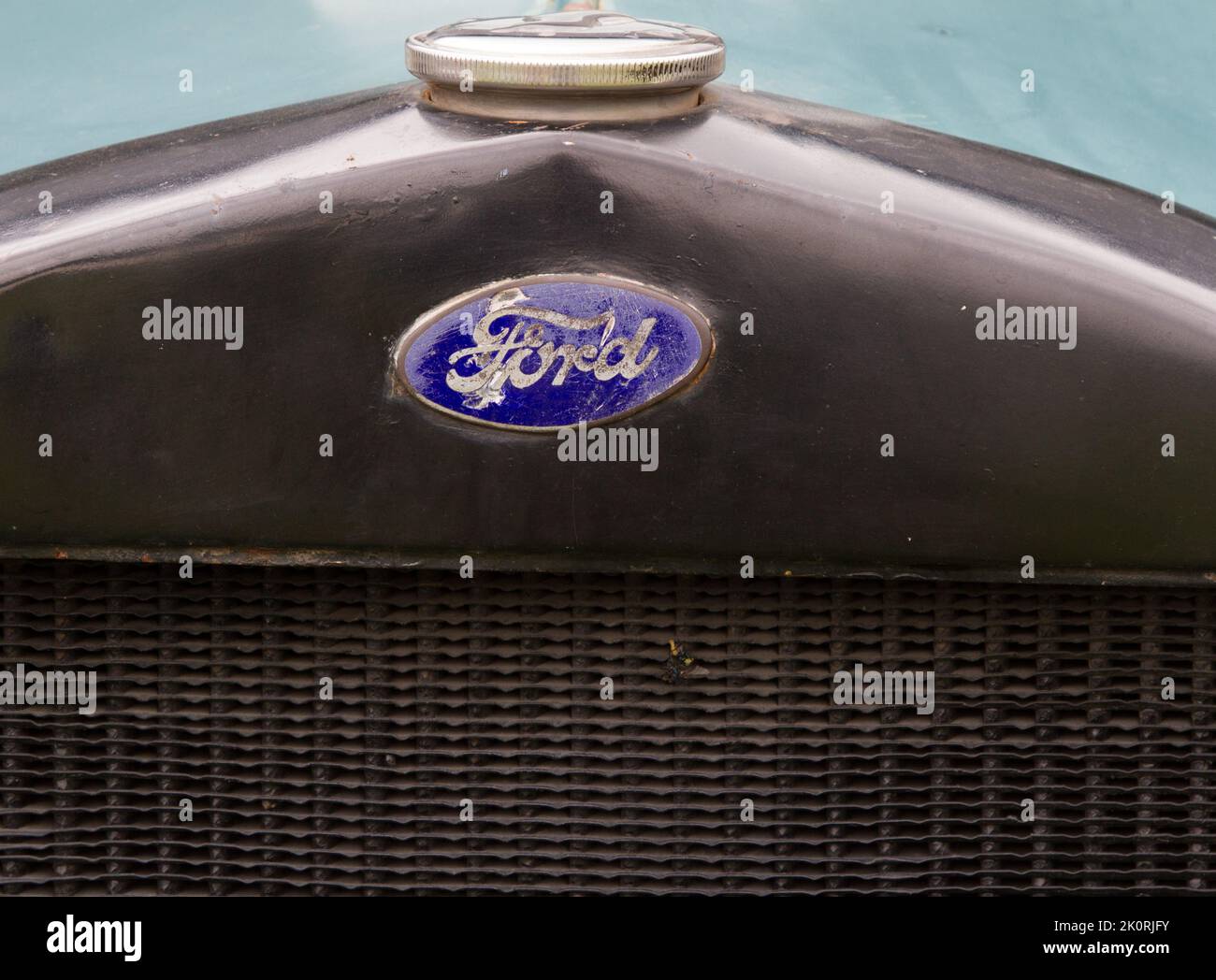 Vintage Ford Car Radiator Header Tank and Badge Stock Photo - Alamy