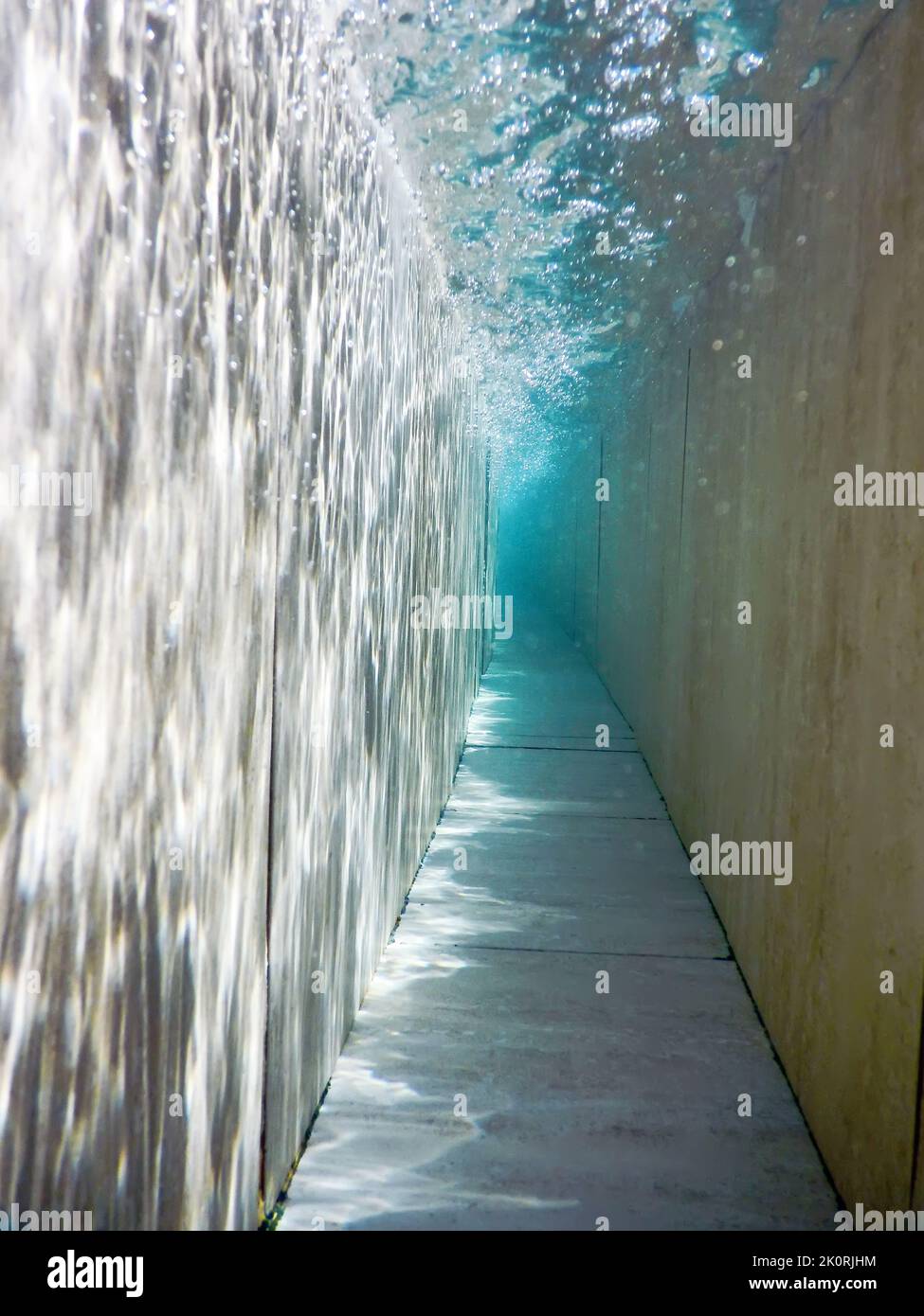 Swimming pool drainage channel underwater, pool maintenance Stock Photo ...