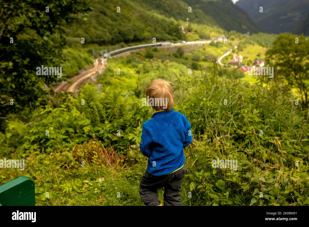 People, children enjoying the amazing views in Norway to fjords ...