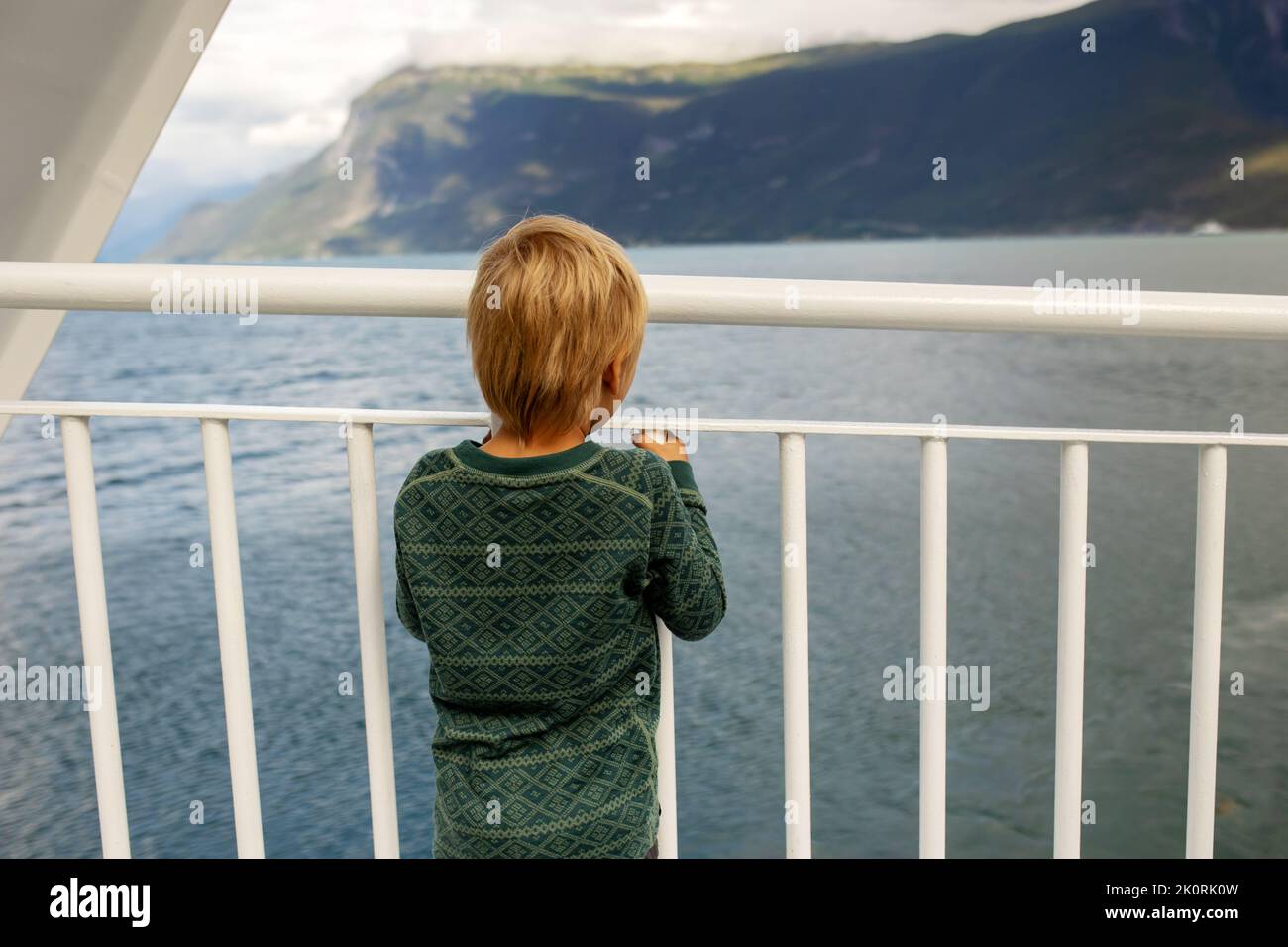 People, children enjoying the amazing views in Norway to fjords ...