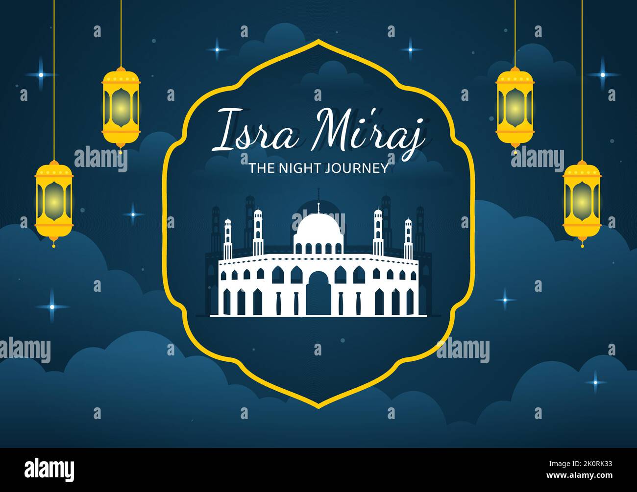 Happy Isra Miraj Nabi Muhammad SAW Template Hand Drawn Cartoon Flat ...