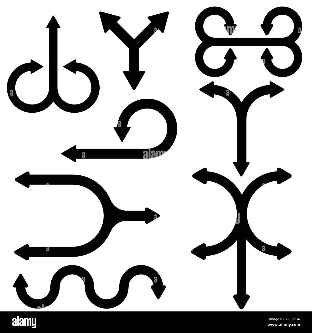 Set of black vector arrows icon collection. going in different ...