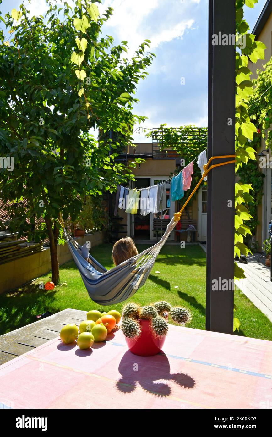 Sunny day in the small court yard of the house hi-res stock photography ...