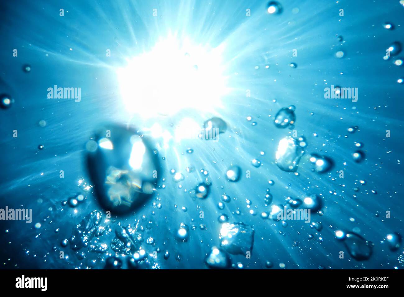 Air bubbles, underwater bubbles, air underwater background Stock Photo ...
