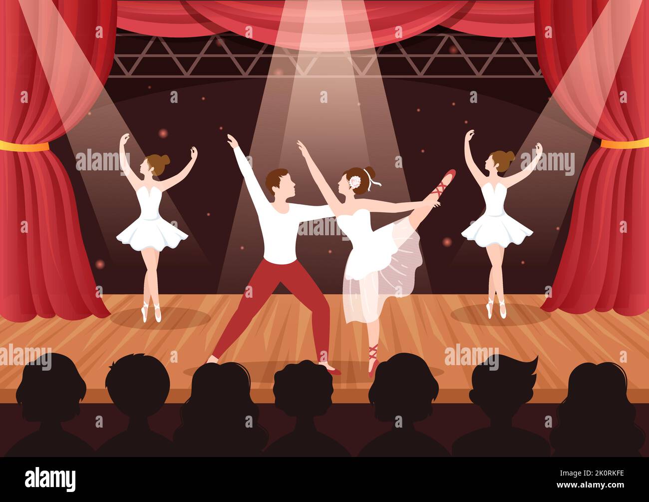 Ballet Template Hand Drawn Cartoon Flat Illustration Couple Ballerina ...