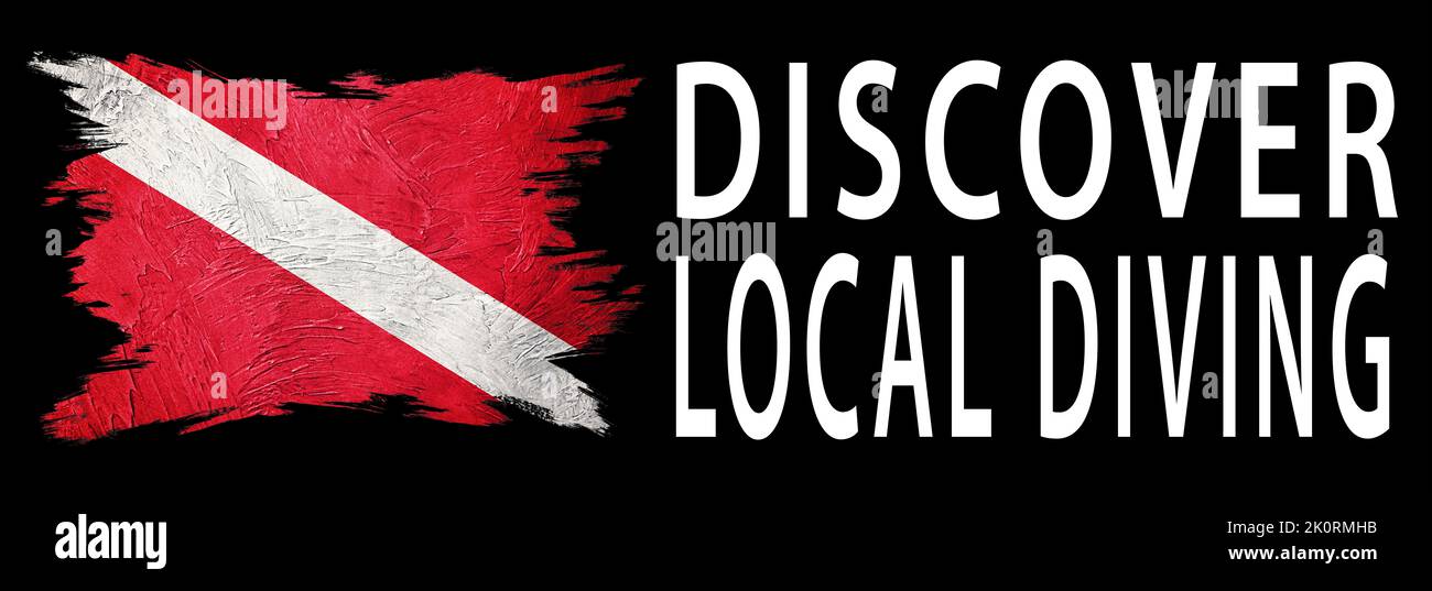 Discover Local Diving, Diver Down Flag, Scuba flag, Scuba Diving Stock Photo - Alamy