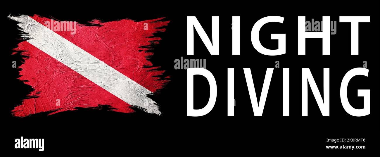 Night Diving, Diver Down Flag, Scuba flag, Scuba Diving Stock Photo - Alamy