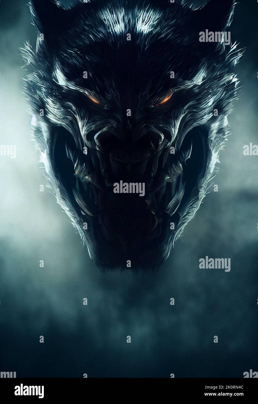 A 3D render of an angry werewolf covered in fog at night Stock Photo ...