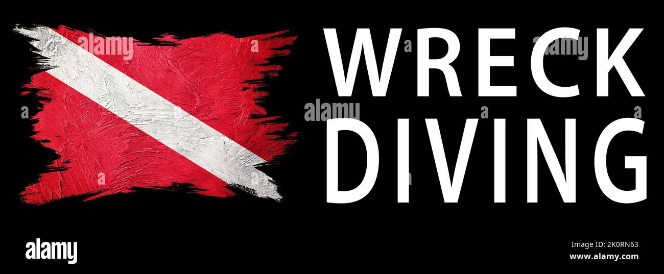 Wreck Diving, Diver Down Flag, Scuba flag, Scuba Diving Stock Photo - Alamy