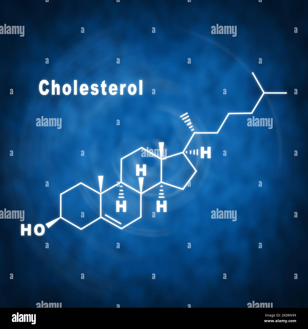 Cholesterol Hormone Structural chemical formula on a blue background ...