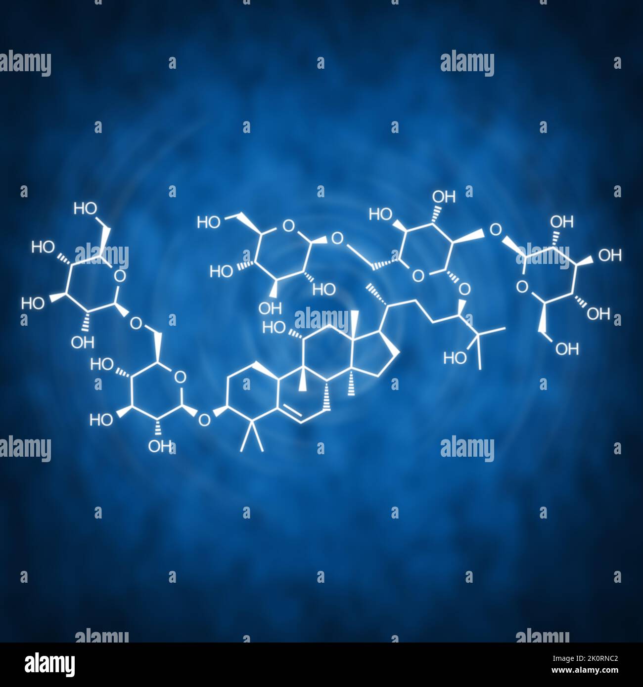 Mogroside Structural chemical formula on a blue background (Monk Fruit ...
