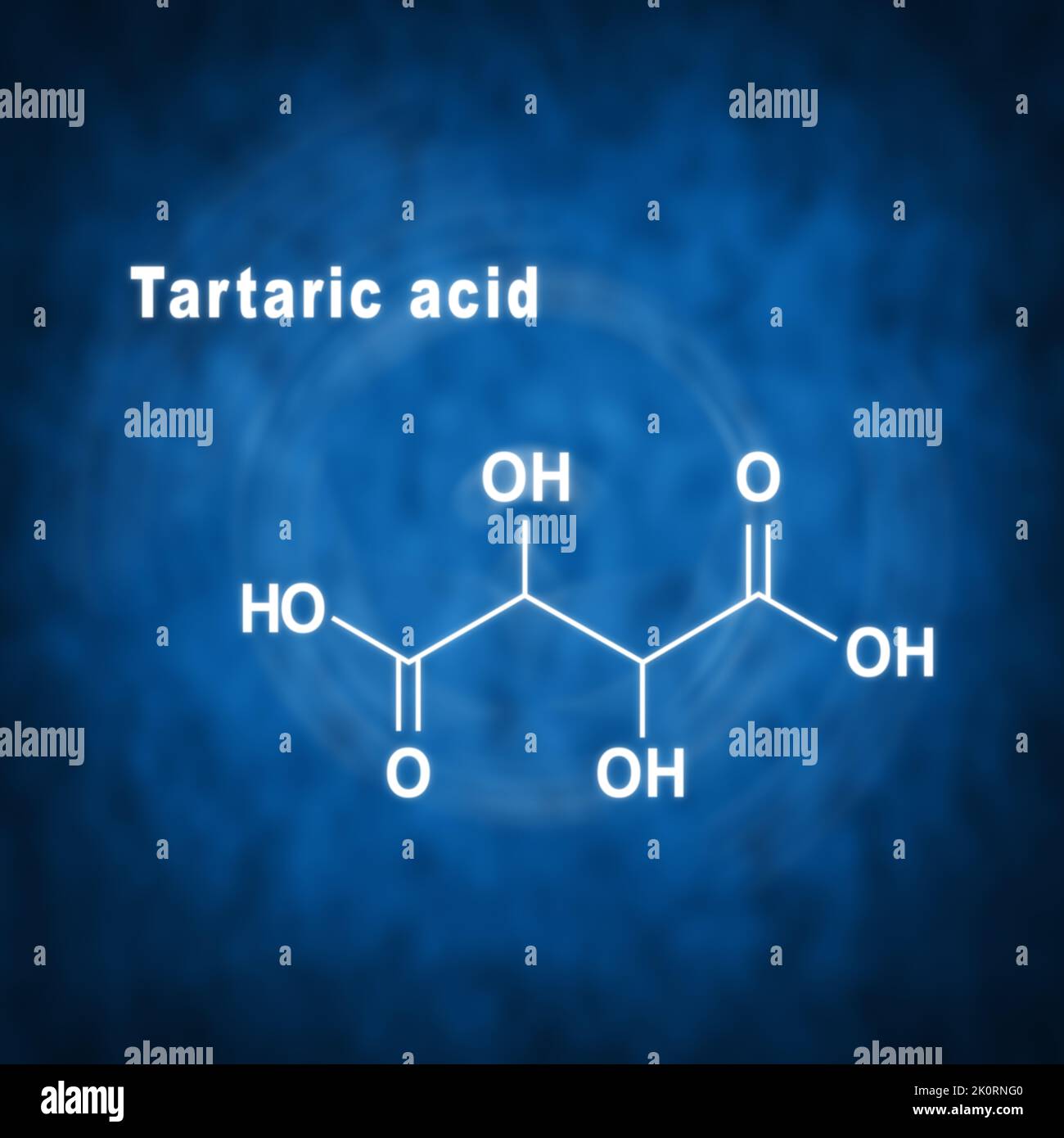 Tartaric acid, Structural chemical formula on a blue background Stock ...