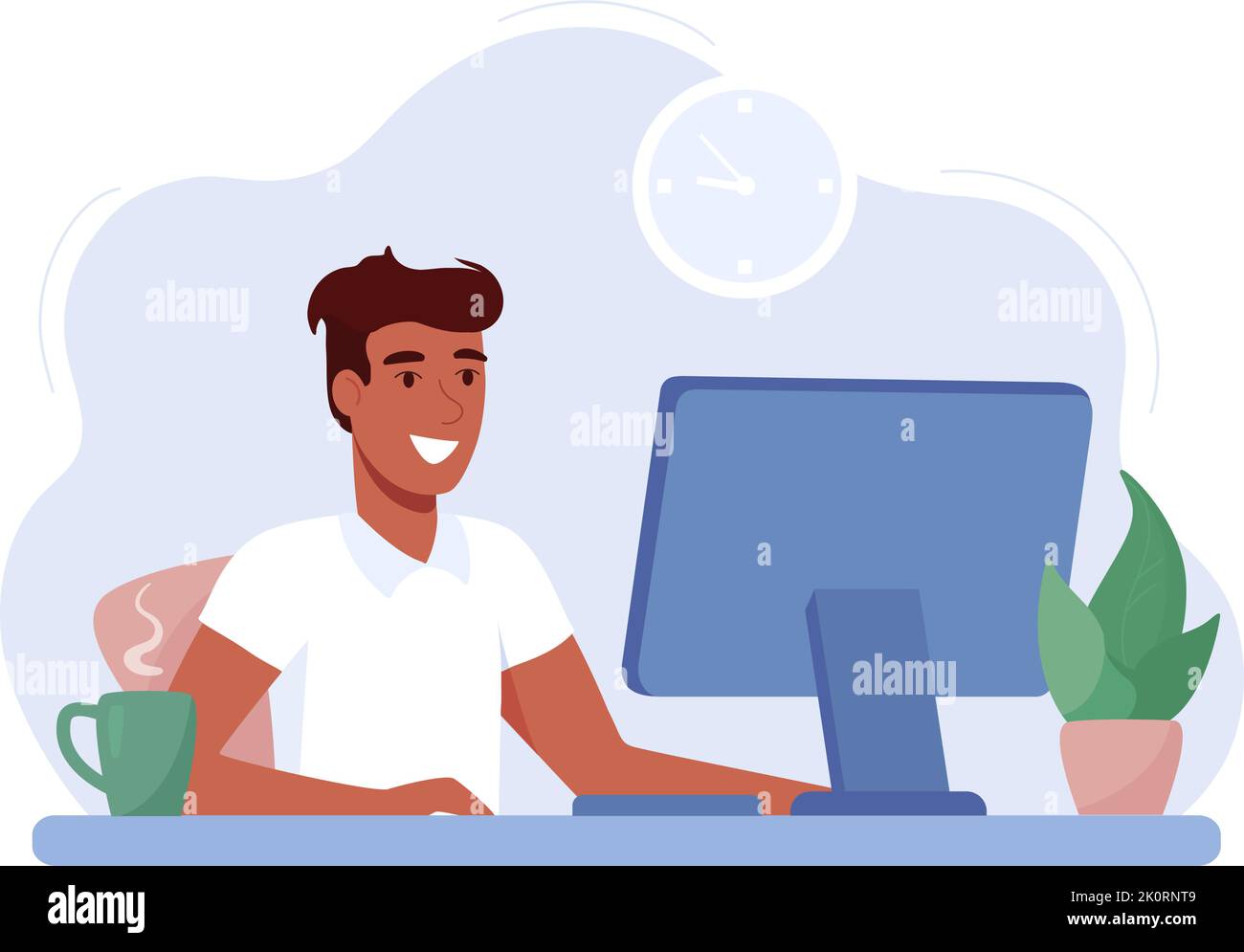 African American man working in the office earning money. An employee ...