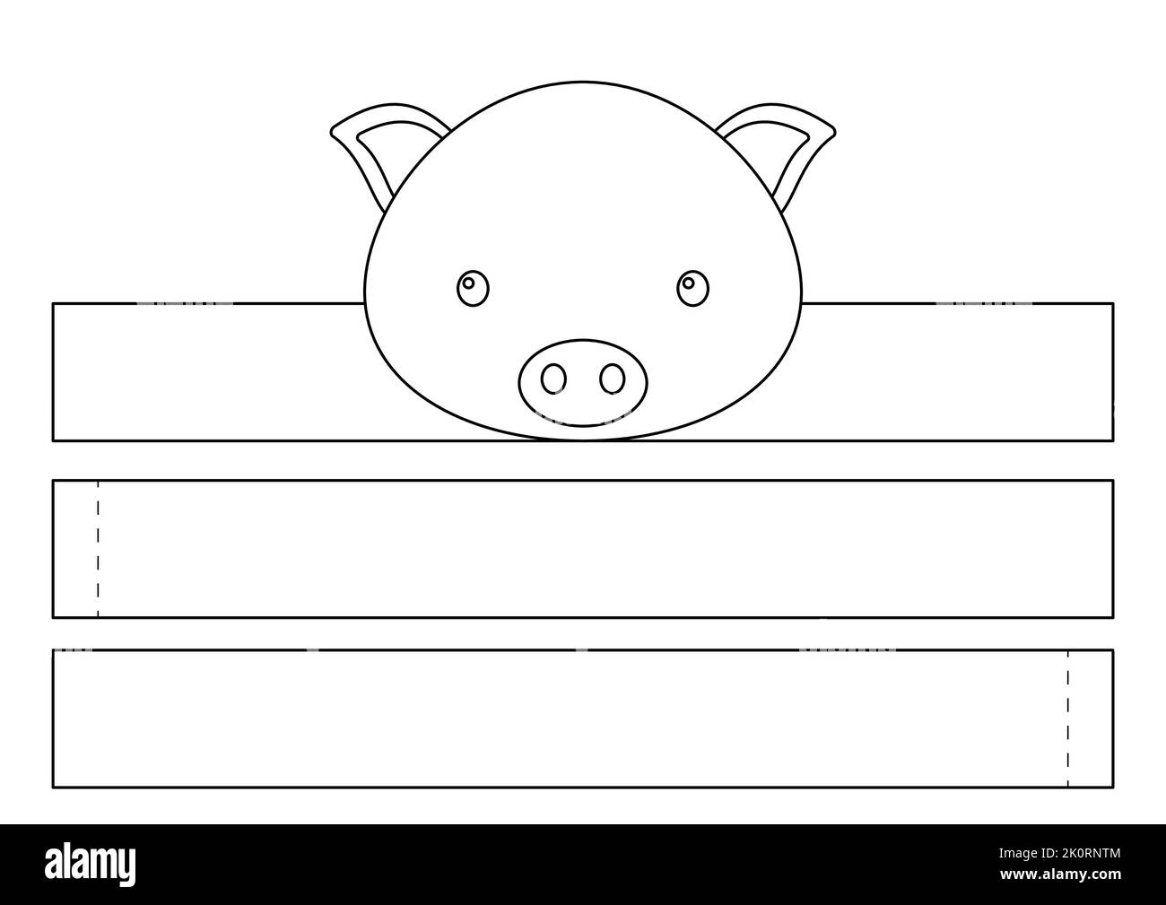Printable pig paper crown. Diy cut party ribbon template for birthday ...