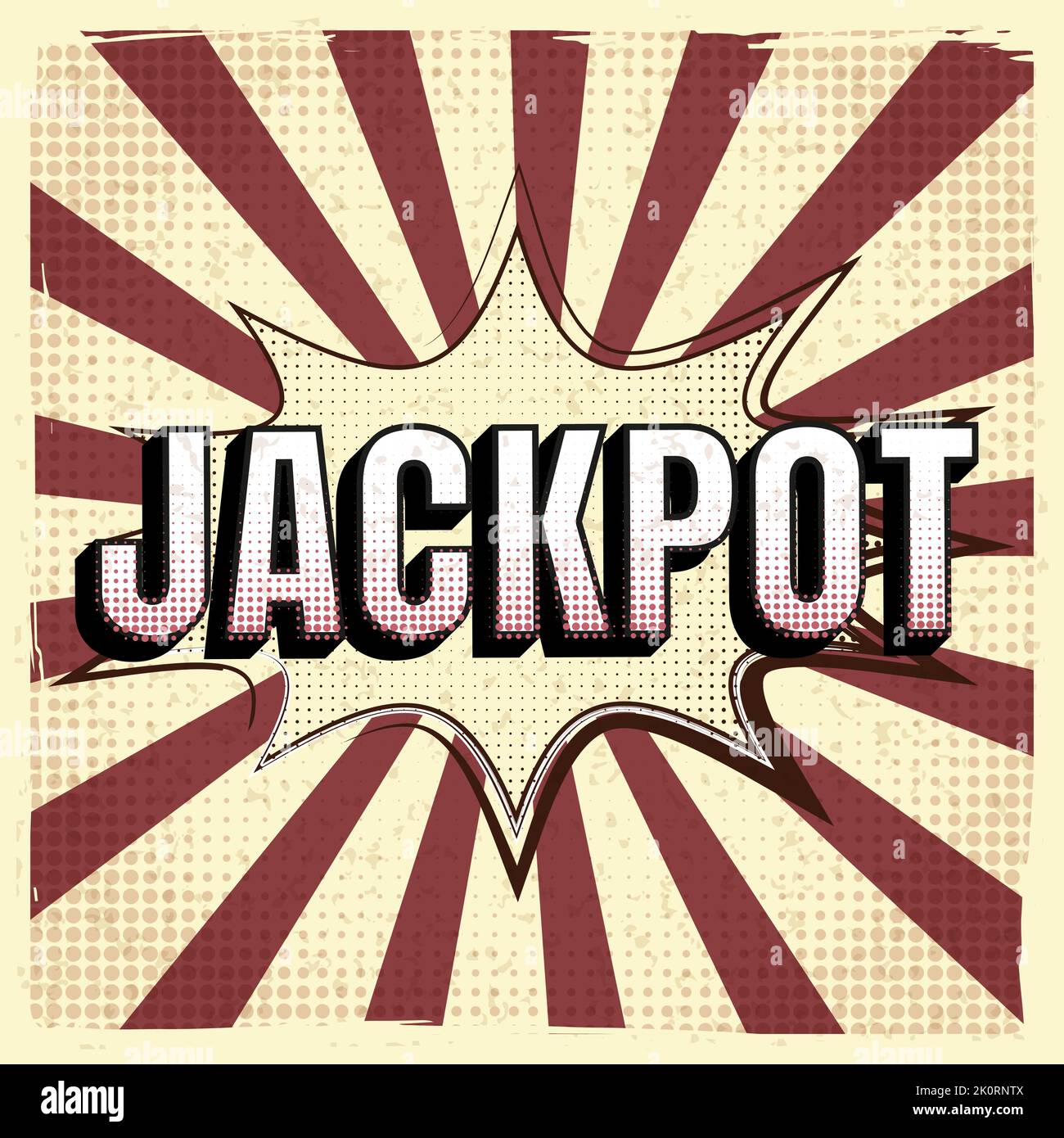 Jackpot retro poster, comic speech duddle blast. Vector illustration ...