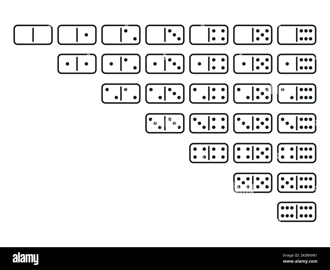 Domino Game. Set of domino bones. White pieces with black dots isolated ...