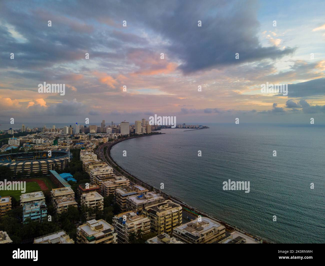 Evening sunset at Marine Drive, Nariman Point - Mumbai Stock Photo - Alamy