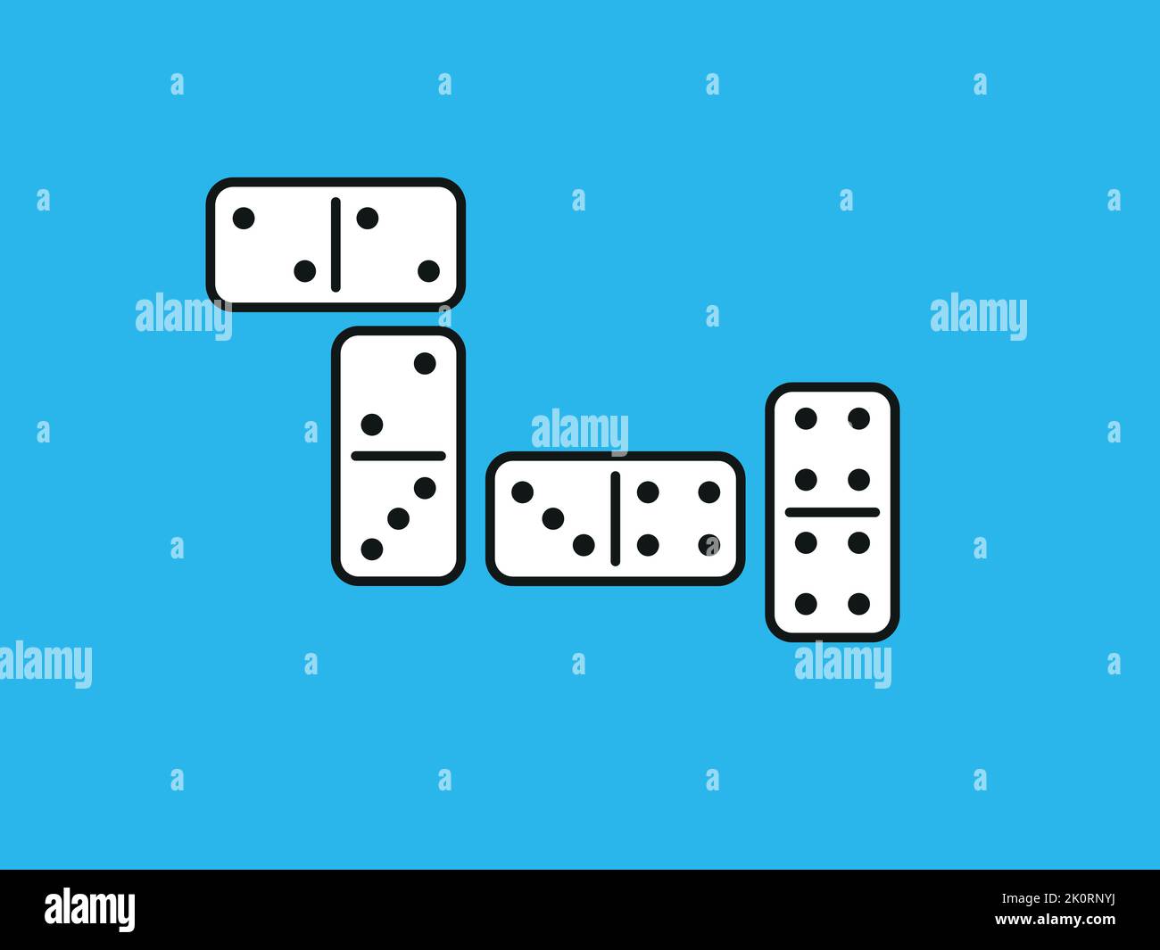 Domino Game. Set of domino bones. White pieces with black dots isolated on background. Vector ...